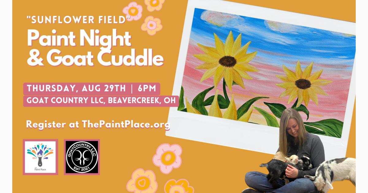 Paint Night and Goat Cuddle - "Sunflower Field"