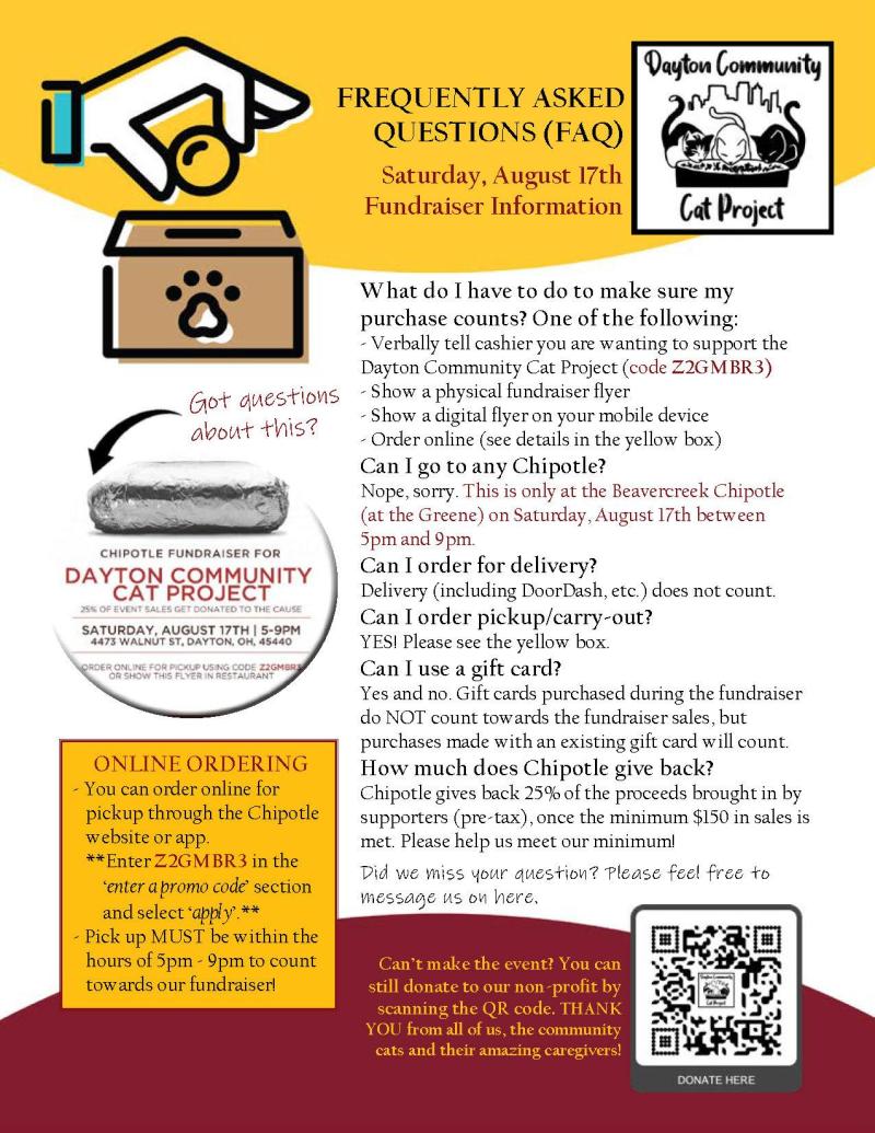 Chipotle Fundraiser for Dayton Community Cat Project